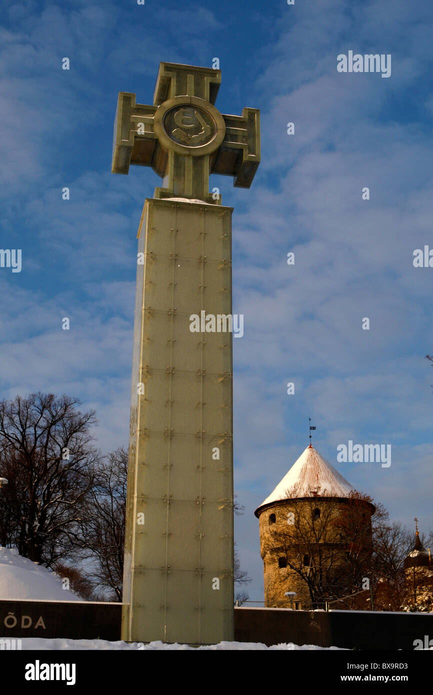 Monument to the war of Independence. Christmas in Tallin Estonia Stock ...
