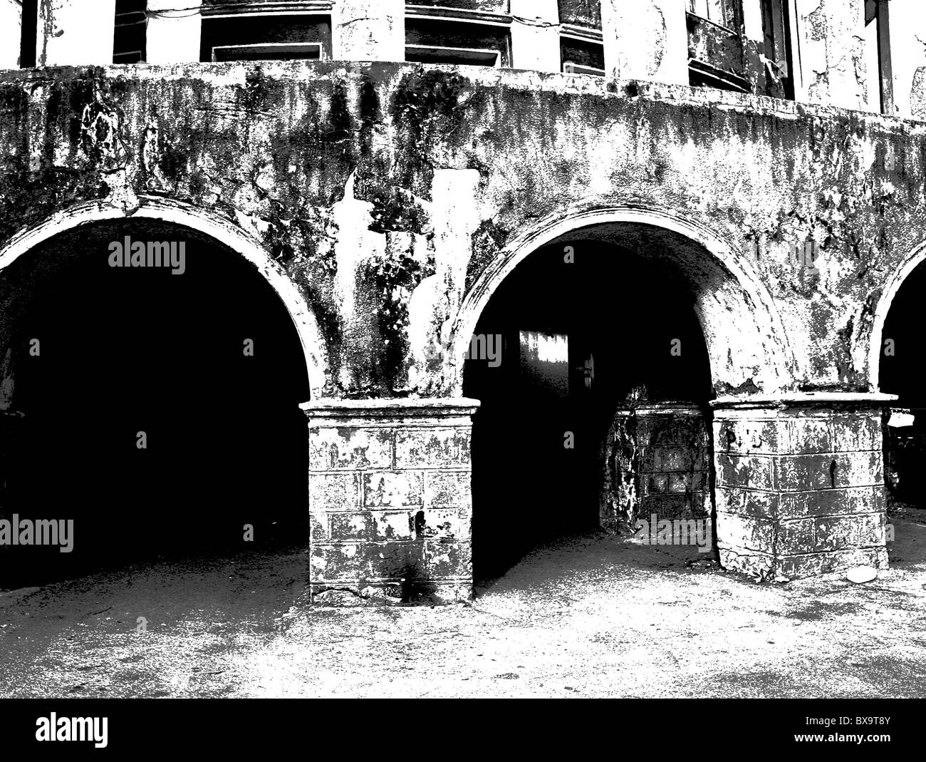 silhouette of the destroyed building Stock Photo - Alamy