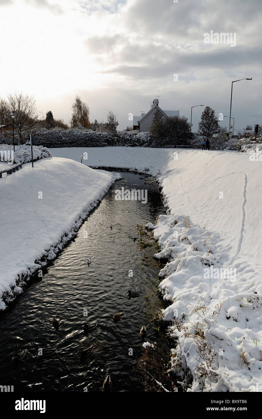 local river in dull wintry conditions england uk Stock Photo - Alamy