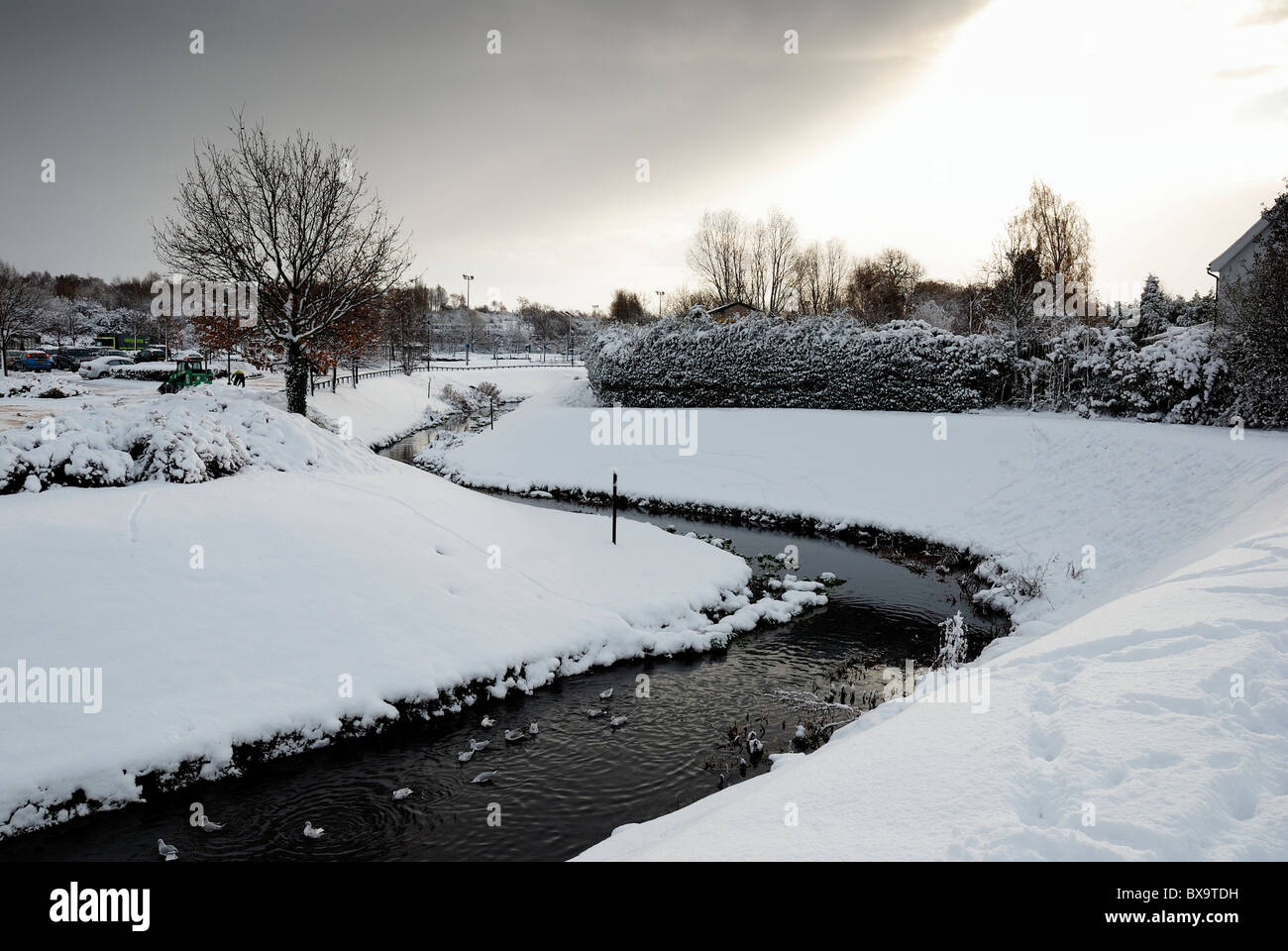 local river in dull wintry conditions england uk Stock Photo - Alamy