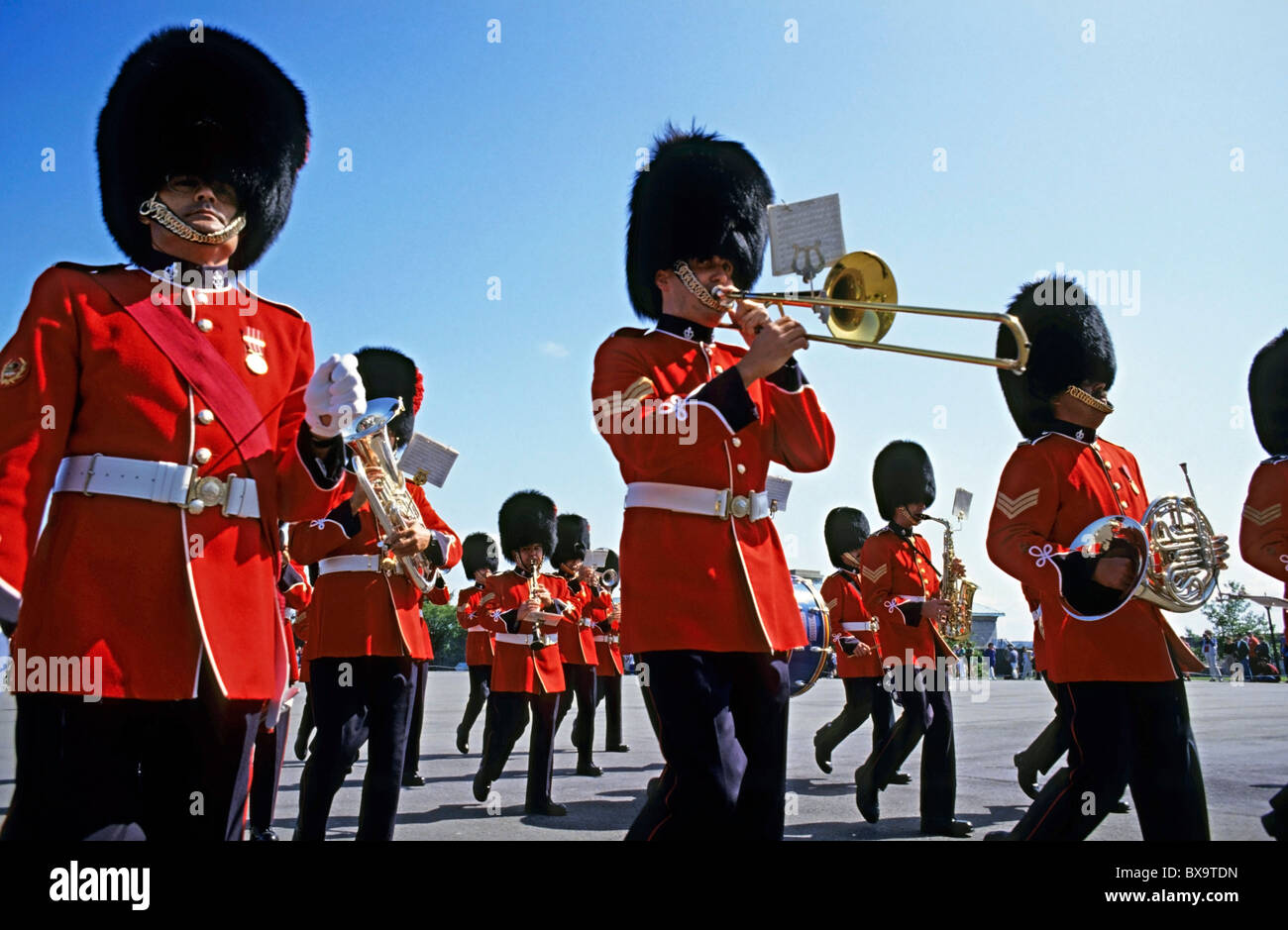 Marching band of soldiers from the Royal Canadian Regiment during the ...