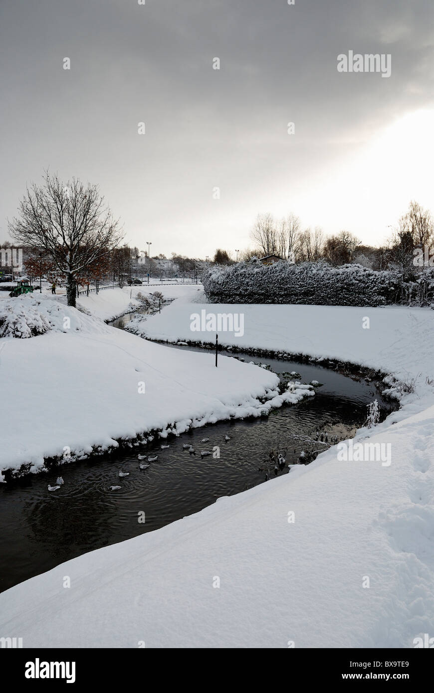 local river in dull wintry conditions england uk Stock Photo - Alamy