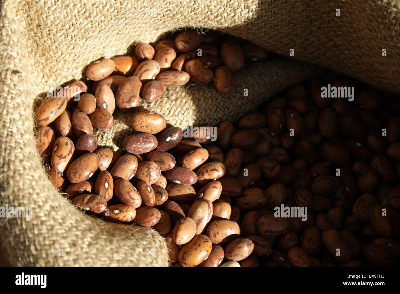 sack full of borlotti beans Stock Photo - Alamy