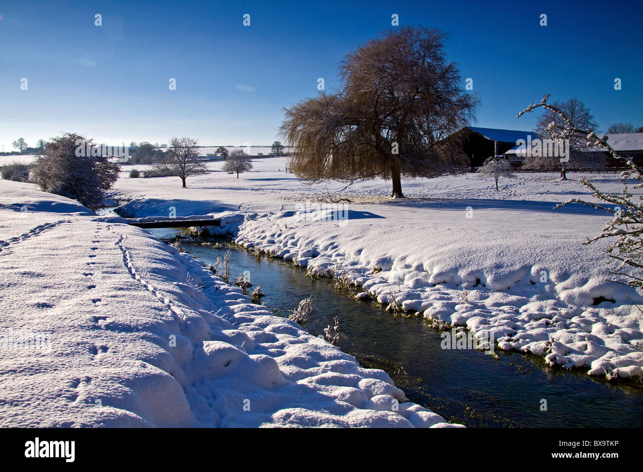 Wolds Winter Wonderland The Stream at Raithby Stock Photo - Alamy