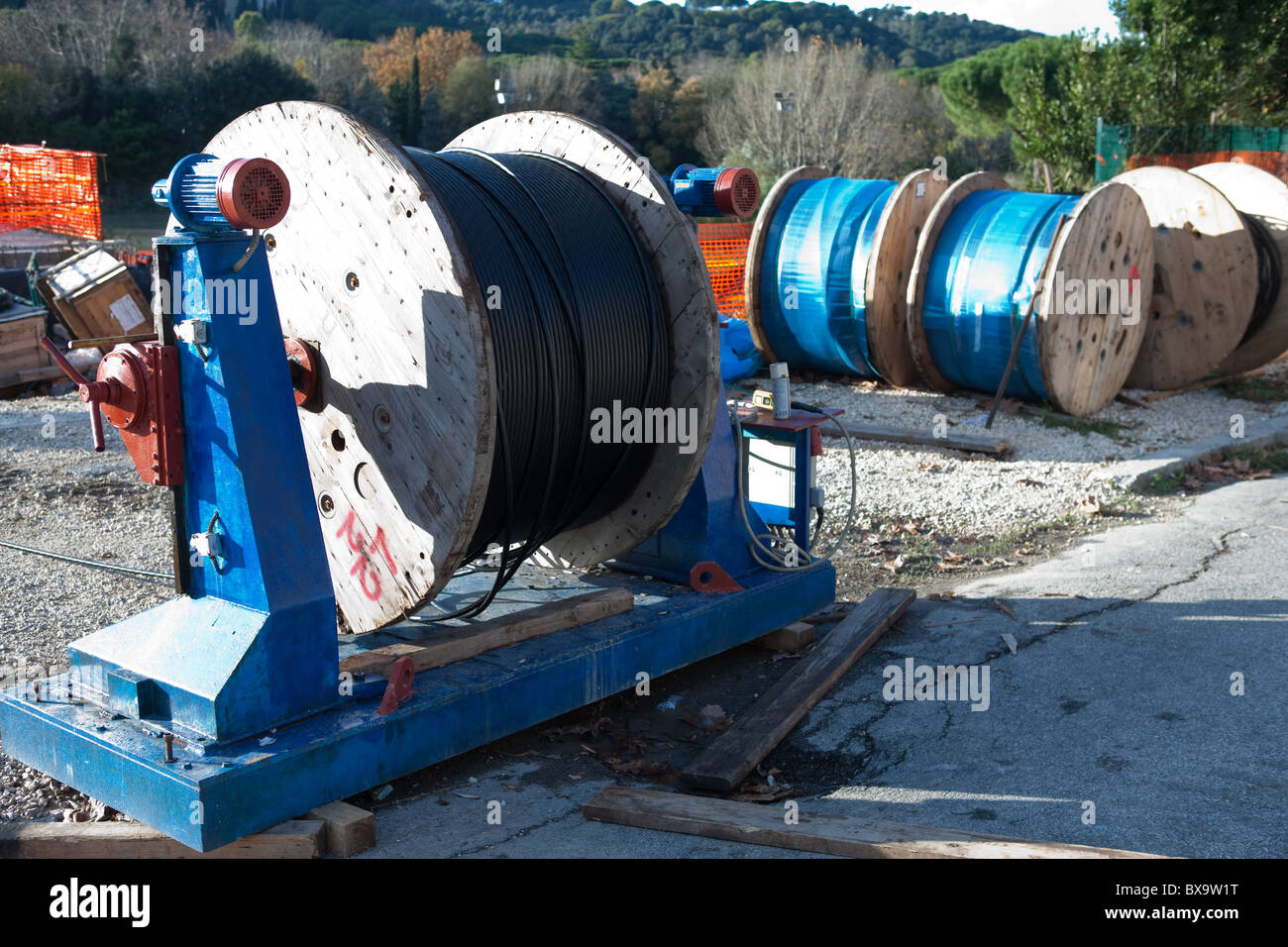 rolled coiled cable construction huge industrial electrical big large ...