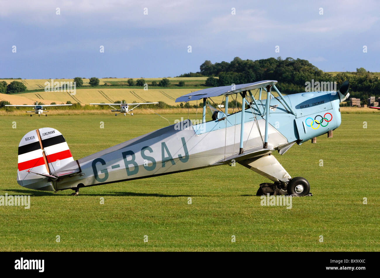 CASA-built Bucker Jungmann biplane on the flightline at Duxford ...