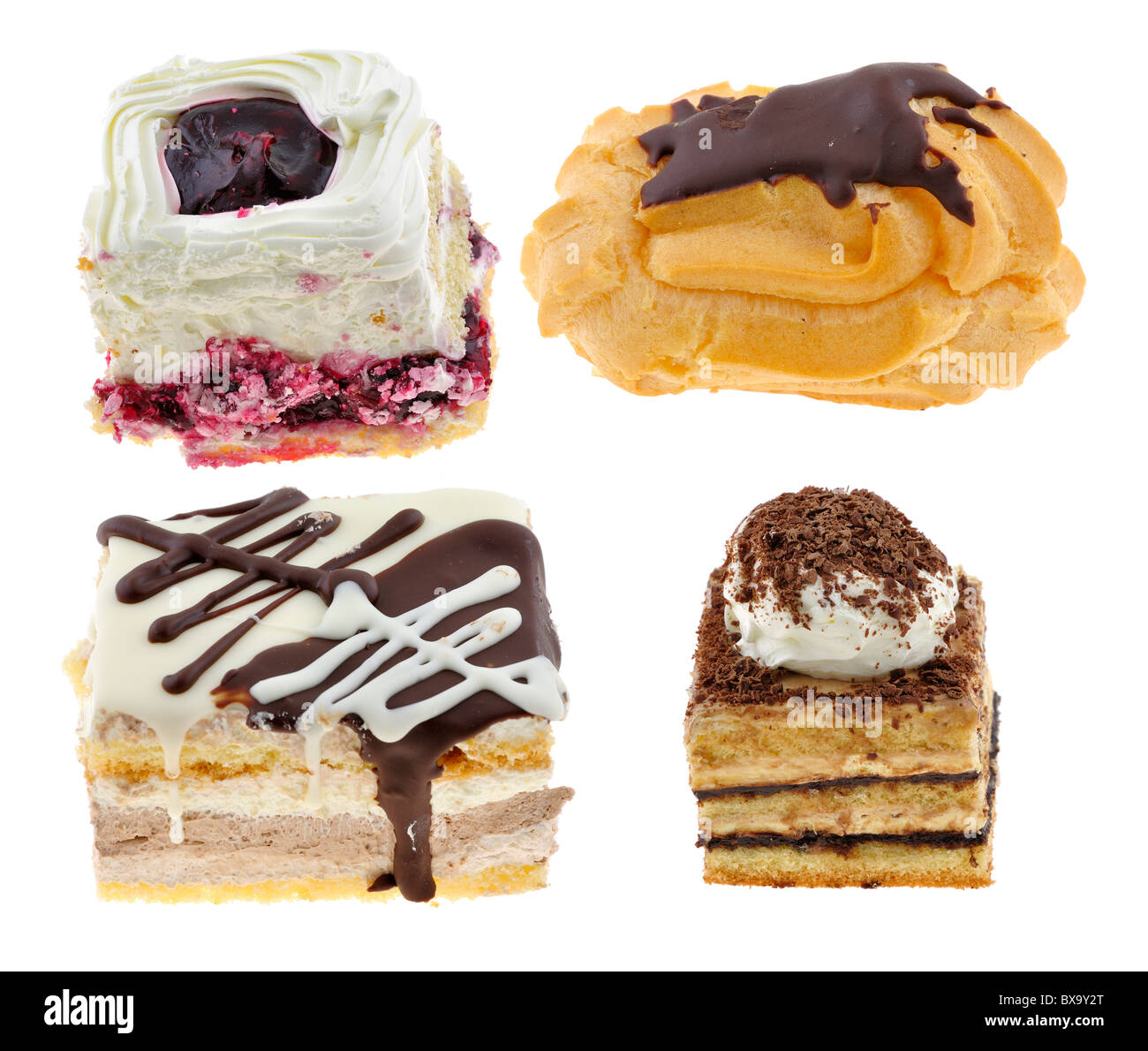 Group of tasty homemade cakes isolated on white background Stock Photo ...