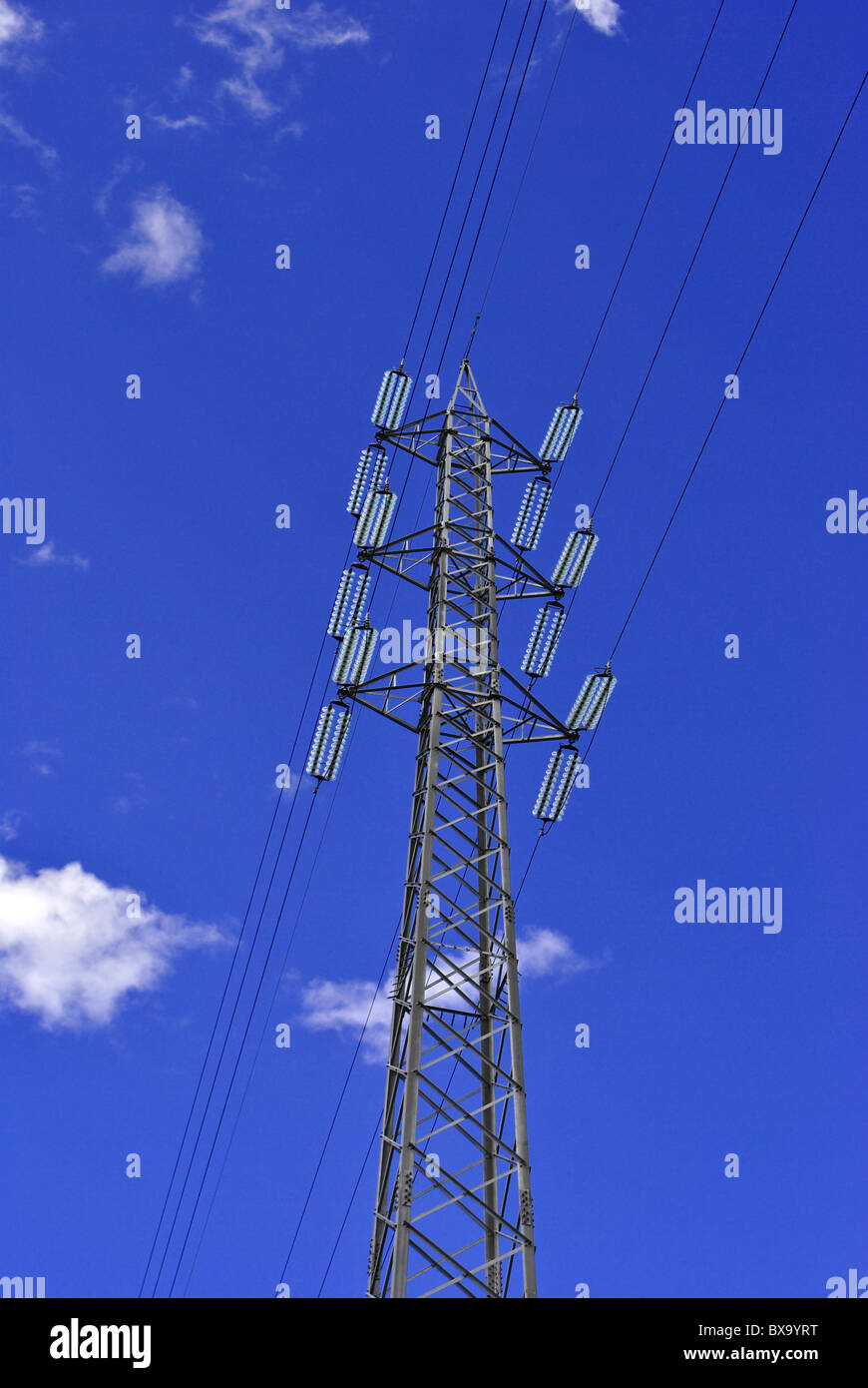 A transmission line wire, high voltage pole Stock Photo - Alamy