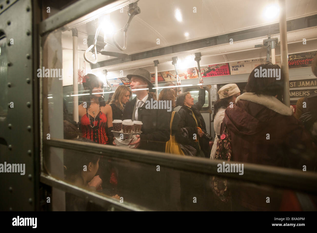 MTA Nostalgia Train Christmas season ride in the subway in New York ...