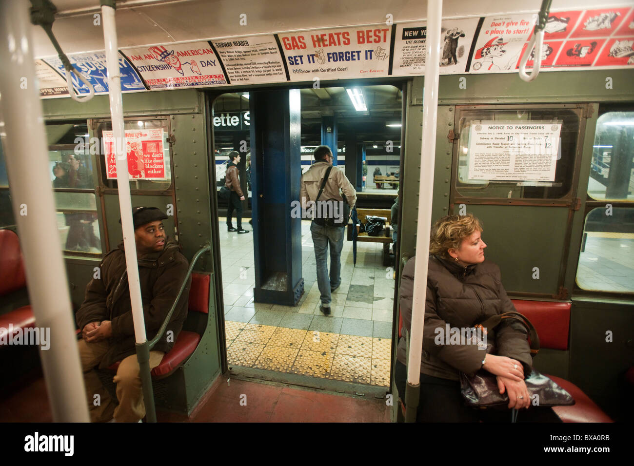 MTA Nostalgia Train Christmas season ride in the subway in New York ...