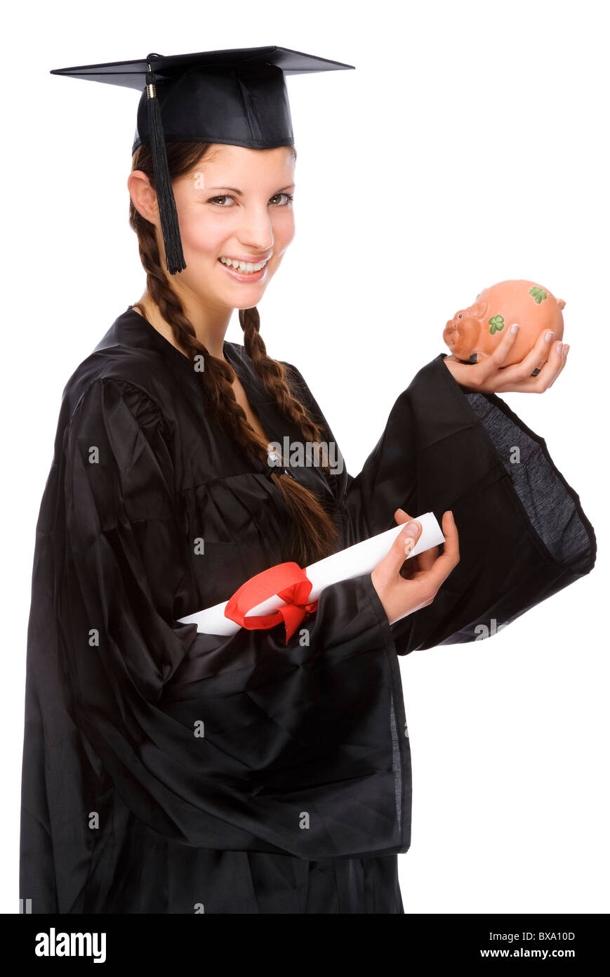 Full isolated studio picture from a young graduation woman Stock Photo ...