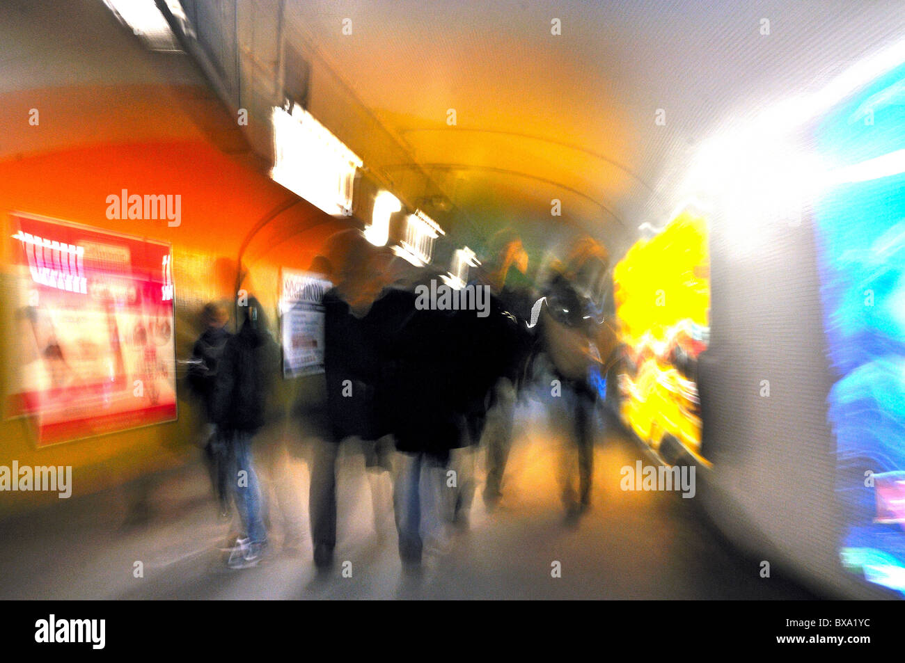 Abstract moving figures in subway Stock Photo - Alamy