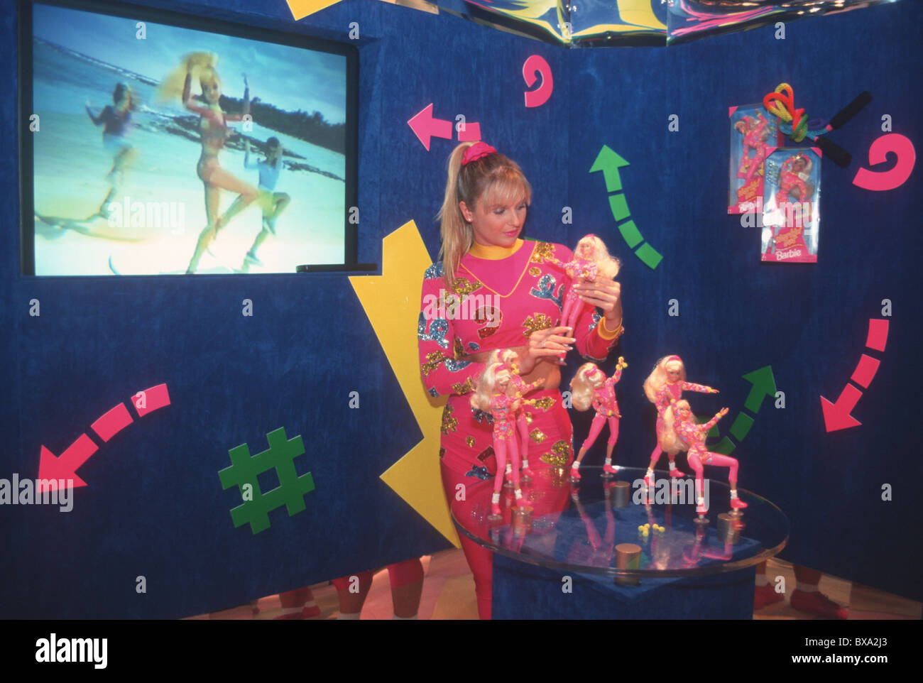 GERMANY . MODEL DISPLAYING BARBIE DOLLS NEW RANGE AT AN INTERNATIONAL ...