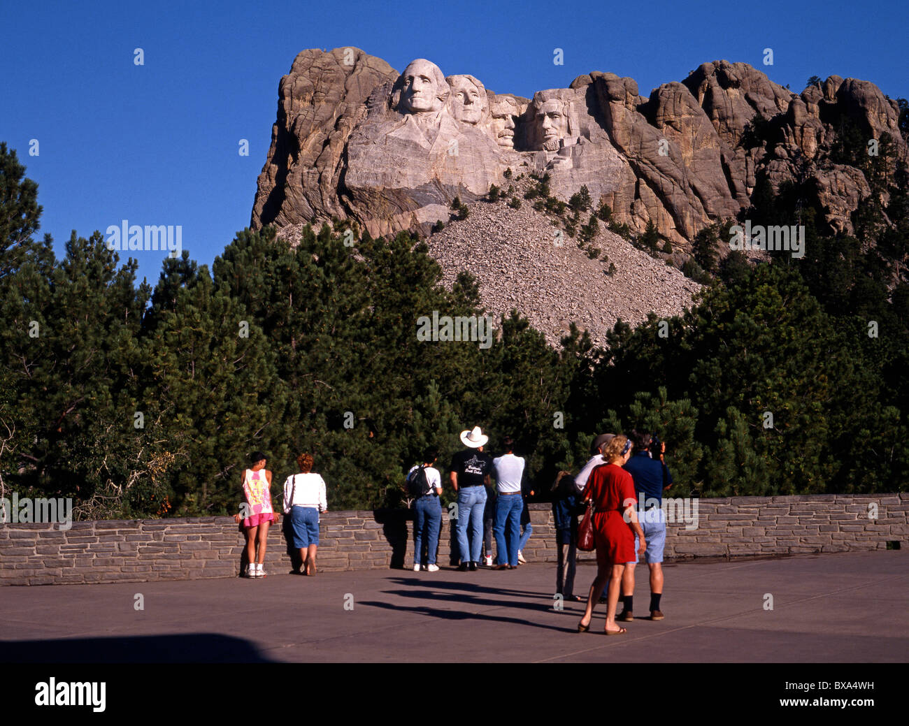 Tourists looking at the view, Mount Rushmore, South Dakota, USA Stock ...