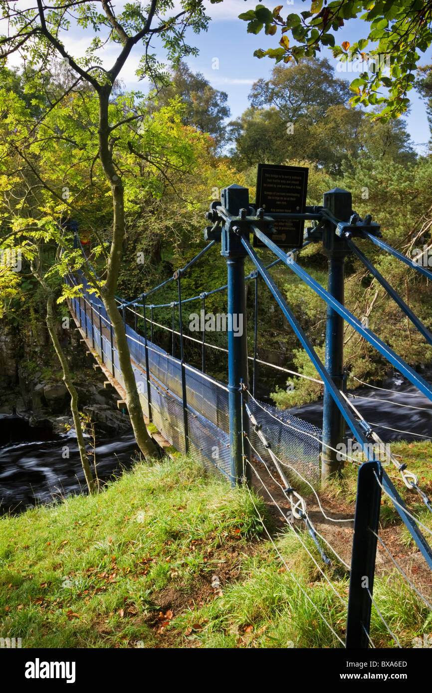 The 1830 Wynch Bridge over the River Tees near Low Force waterfall ...