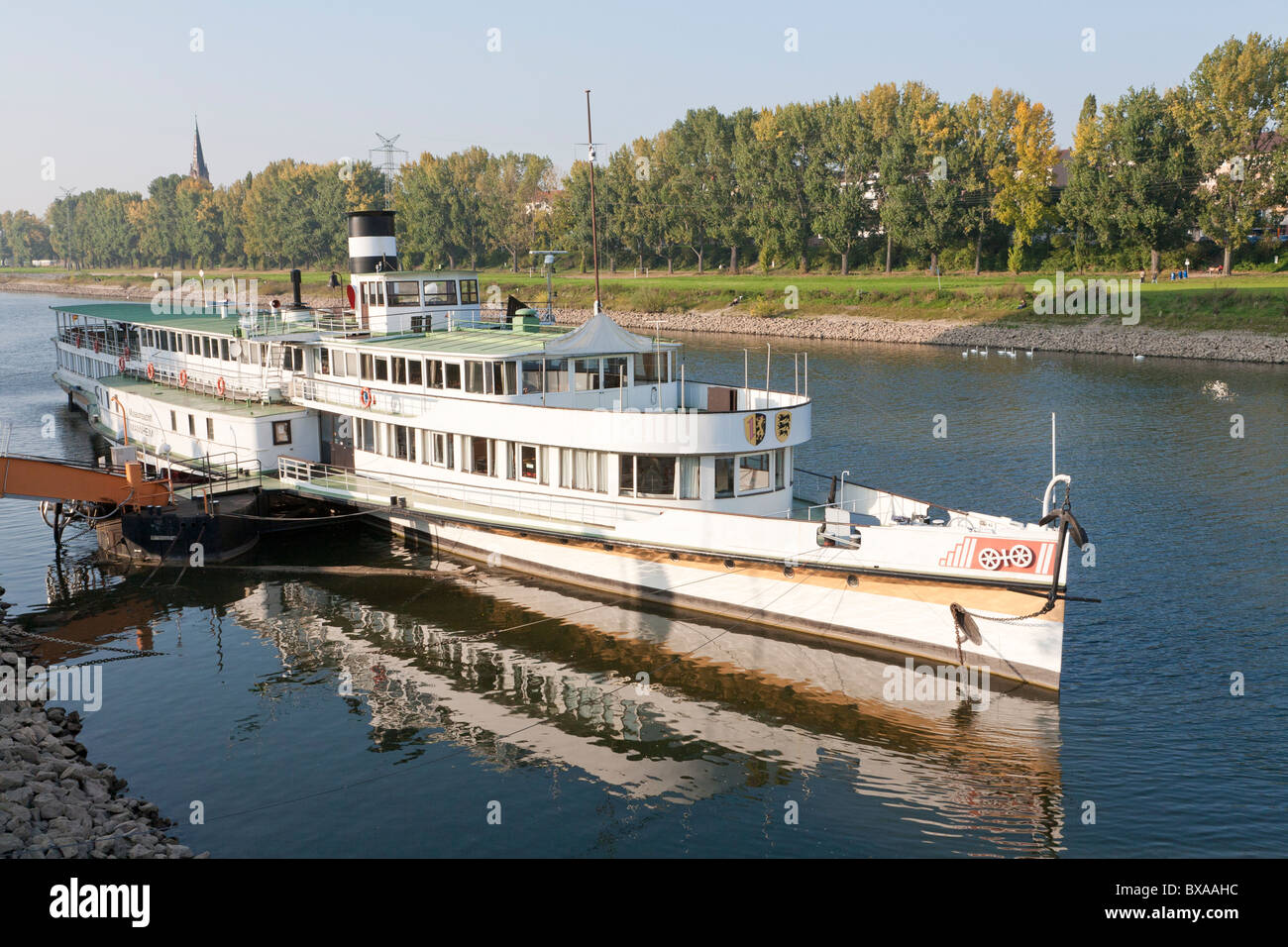 MUSEUMSSCHIFF, MUSEUM, NECKAR RIVER, MANNHEIM, BADEN-WUERTTEMBERG ...
