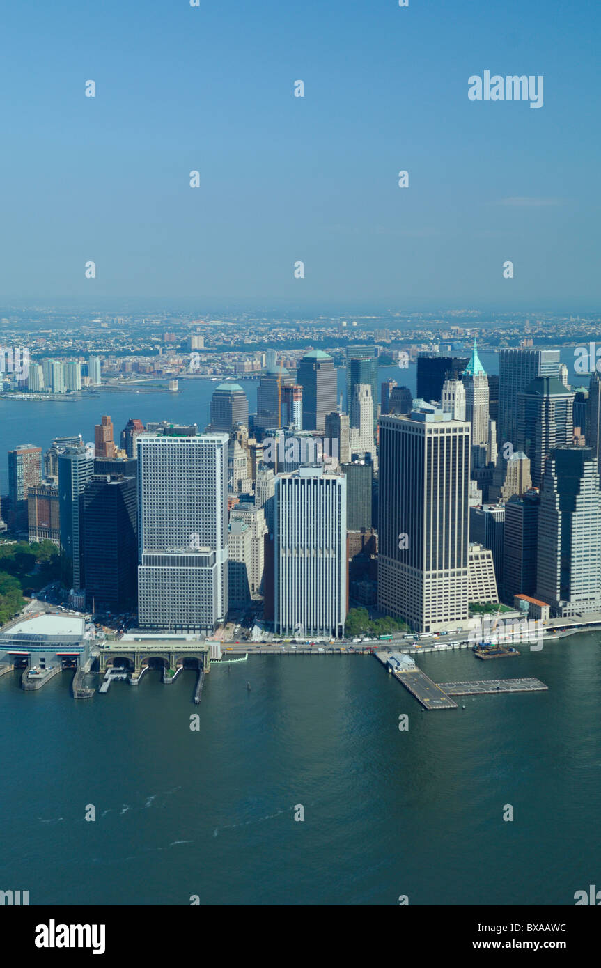 Aerial view of Financial district, Lower Manhattan, New York city, USA ...