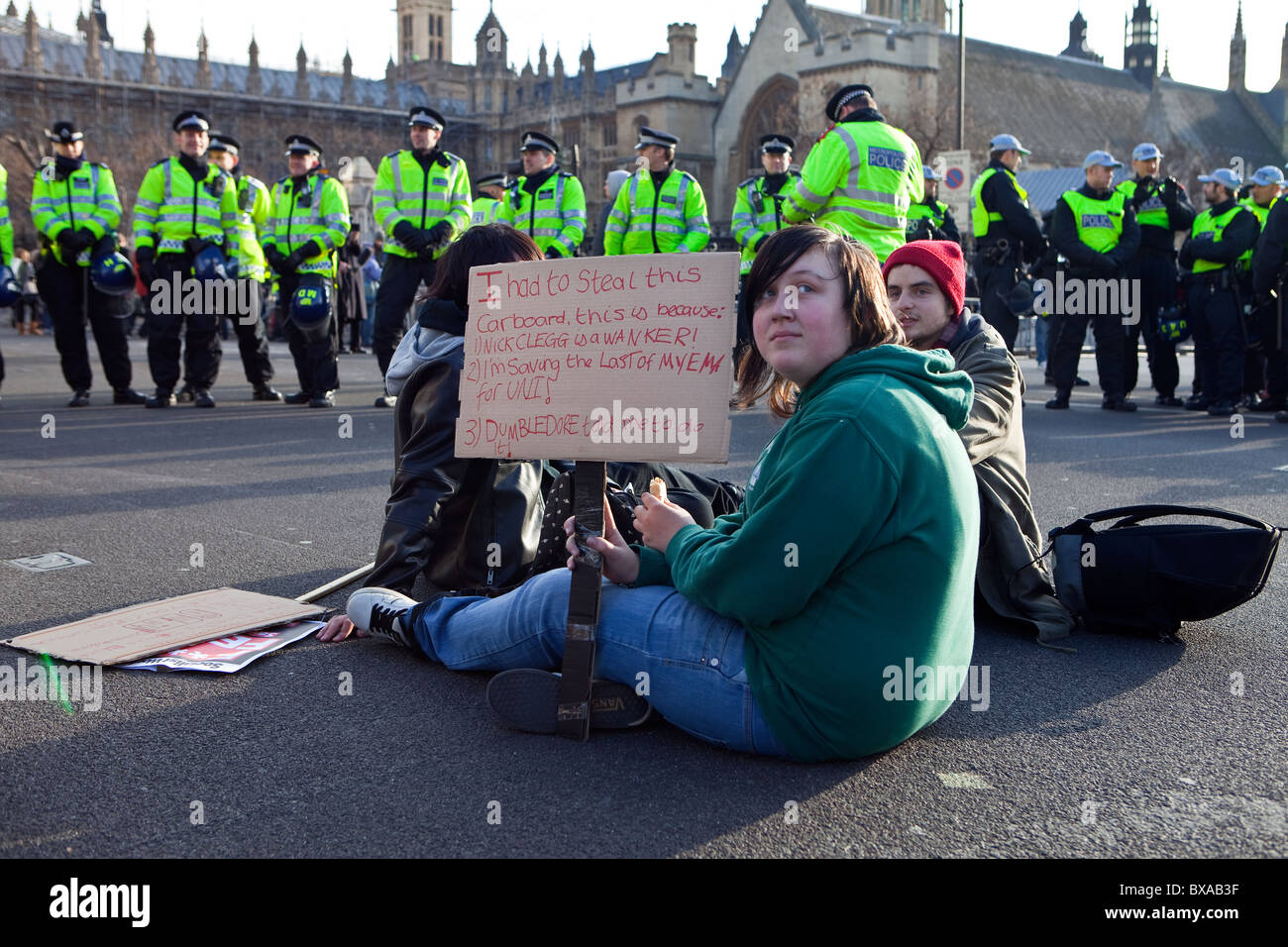 Students protesting against Tuition Fees, Parliament Square, London ...