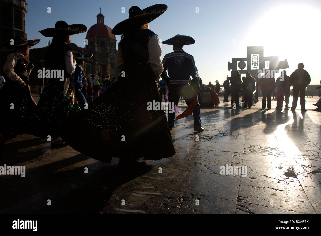 Pilgrims dance outside the Our Lady of Guadalupe Basilica in Mexico ...