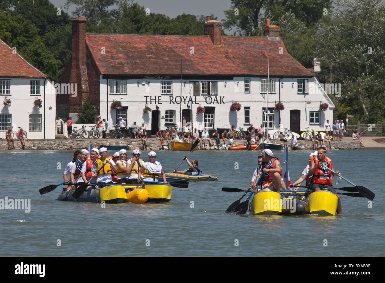 Charity raft race at "The Ship Inn" Langstone Stock Photo - Alamy
