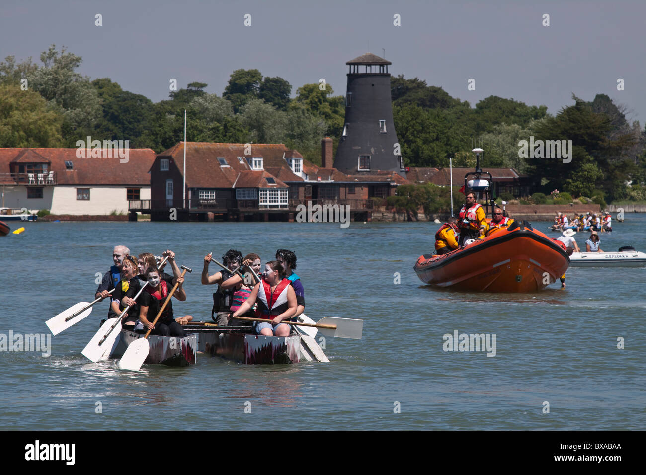 Charity raft race at "The Ship Inn" Langstone Stock Photo - Alamy