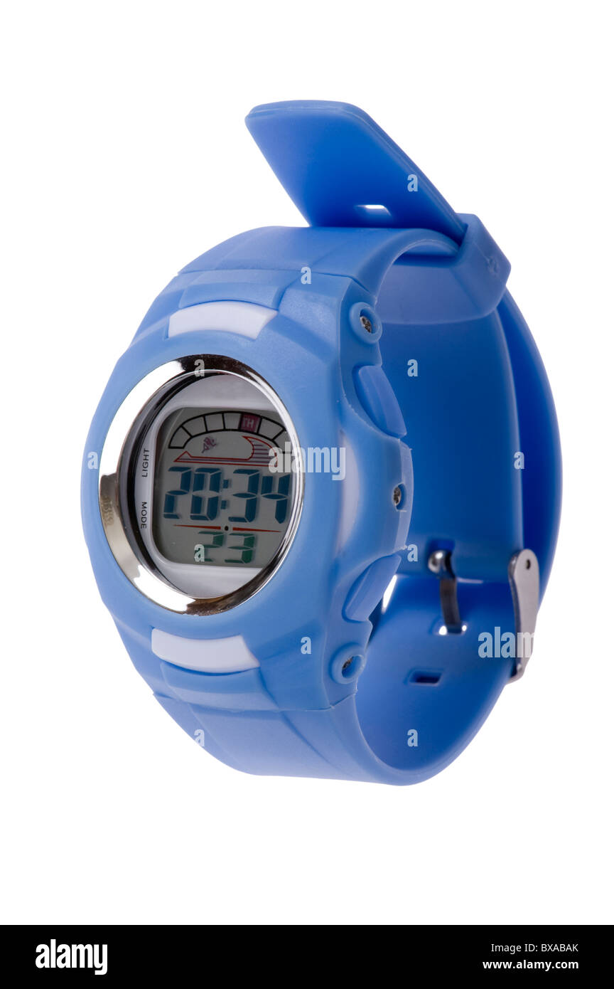 object on white - electronic watch close up Stock Photo - Alamy