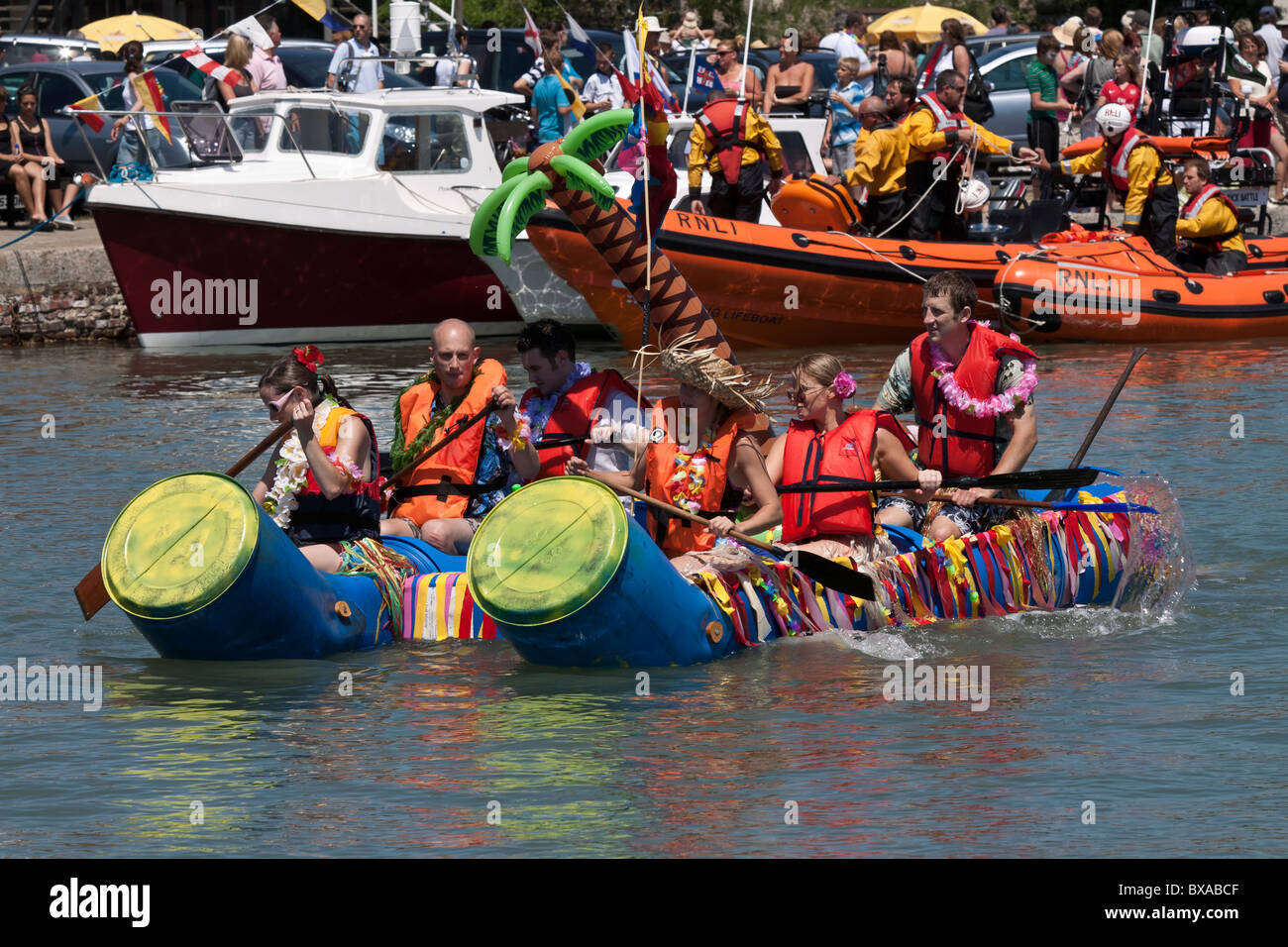 Charity raft race at "The Ship Inn" Langstone Stock Photo - Alamy