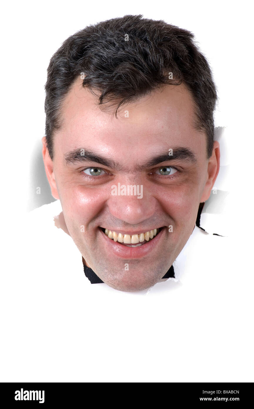 object on white - face on white paper close up Stock Photo - Alamy