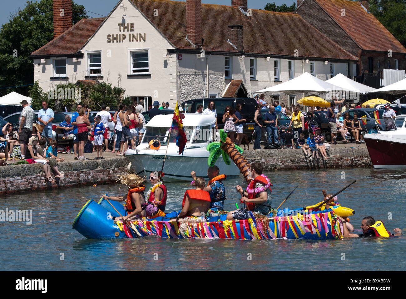 Charity raft race at "The Ship Inn" Langstone Stock Photo - Alamy