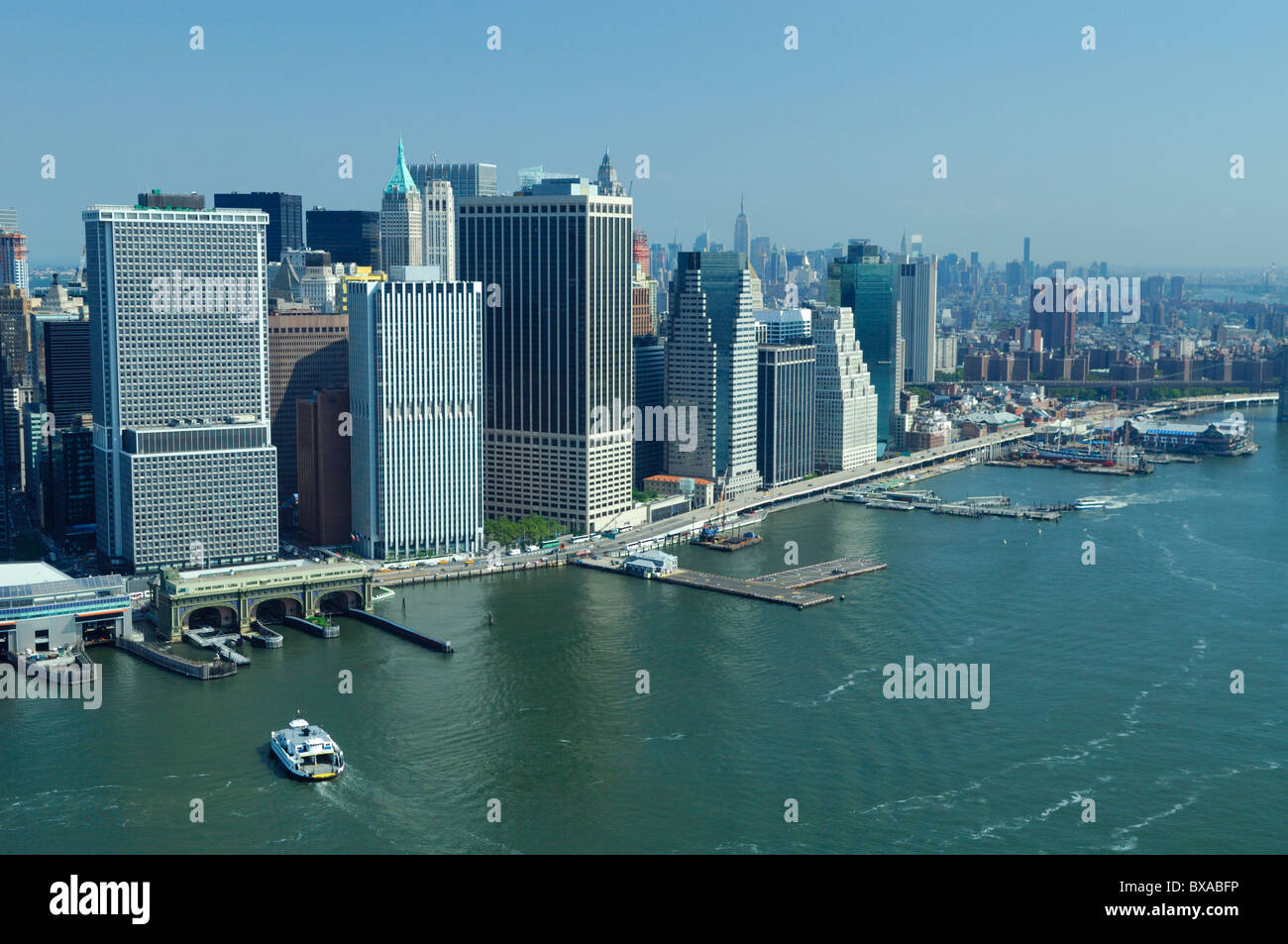 Aerial view of Financial district, Lower Manhattan, New York city, USA ...