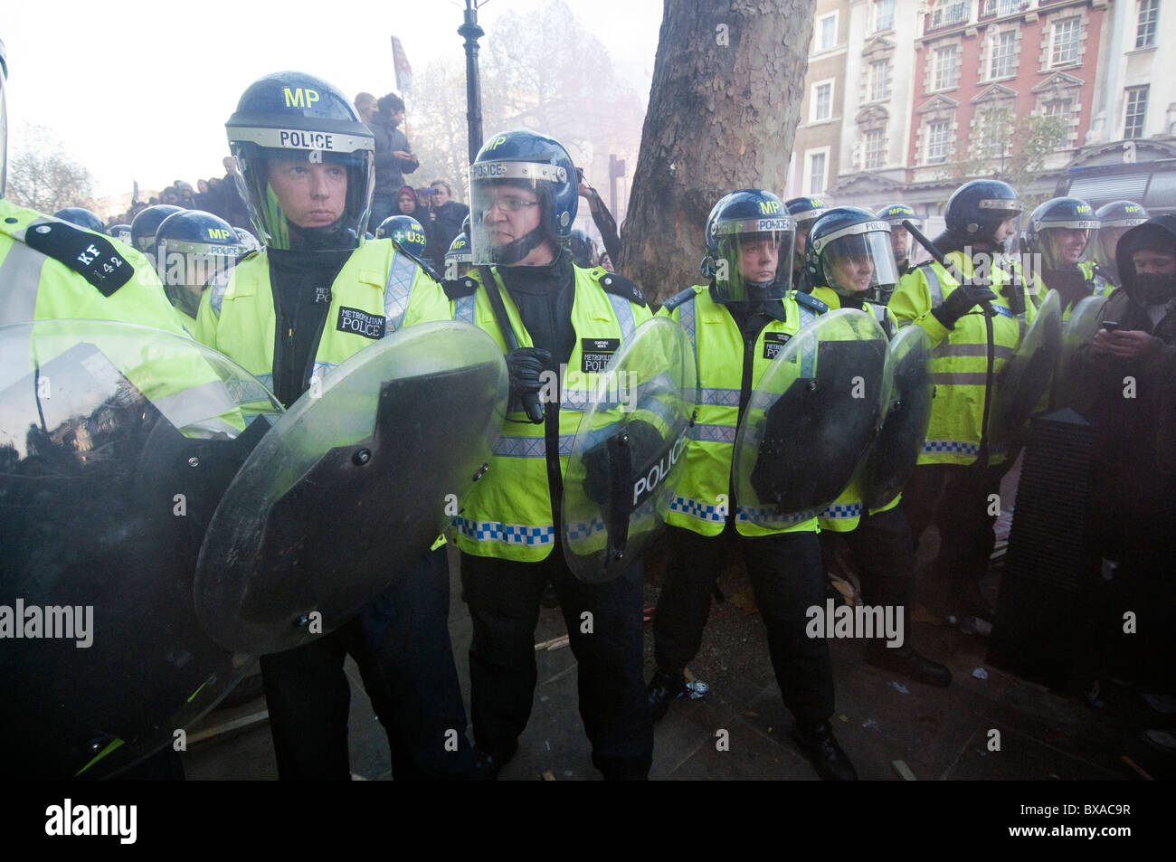 British Police officers controlling a demonstration in Parliament ...