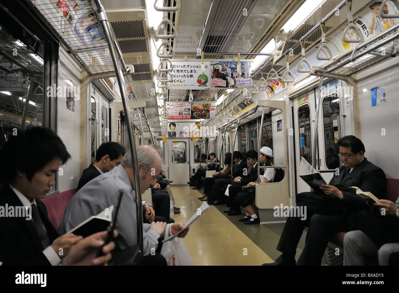 Inside a Tokyo underground train, Japan Stock Photo - Alamy