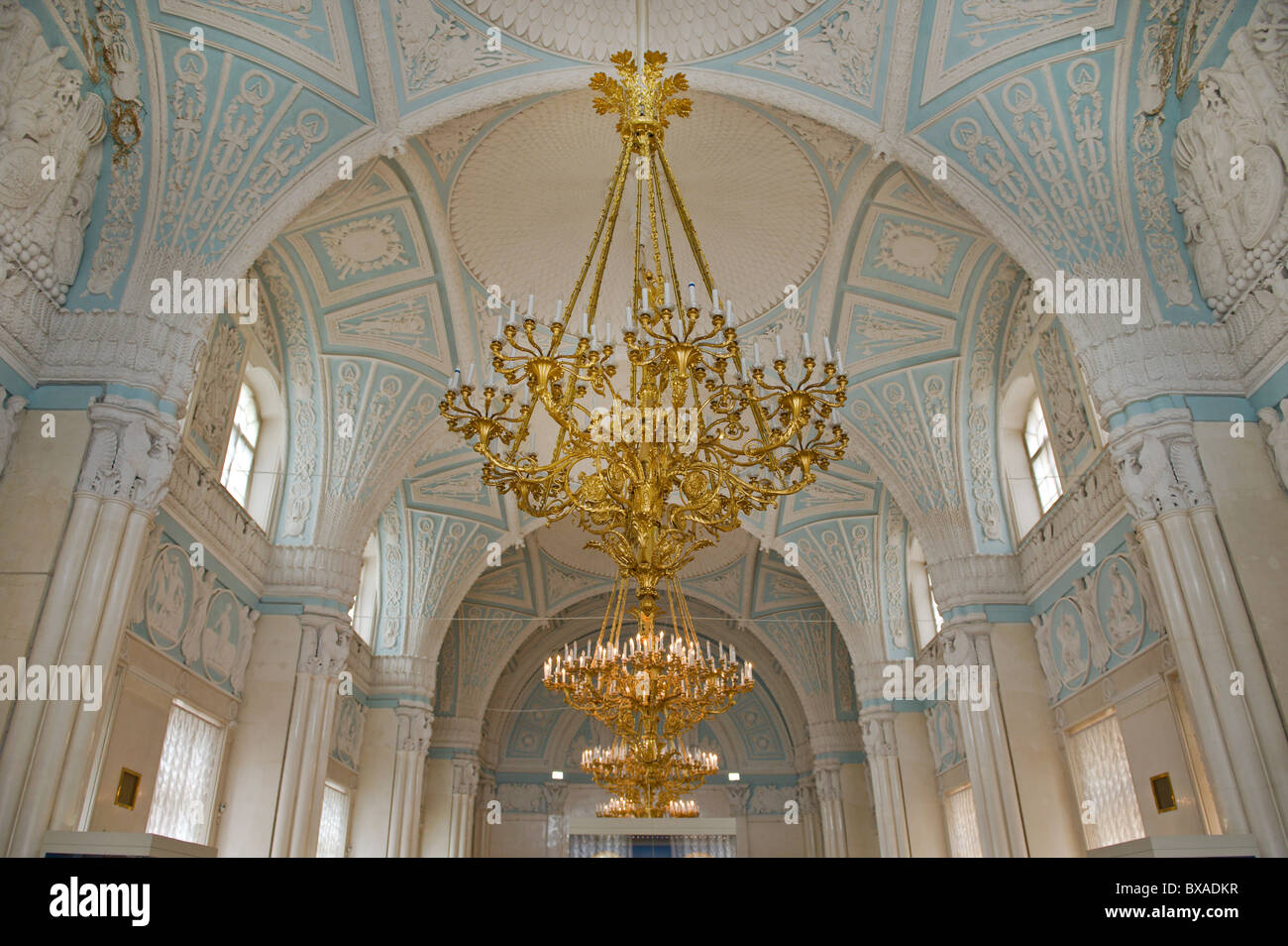 The Hermitage Blue and white ceiling room St Petersburg Russia Stock ...