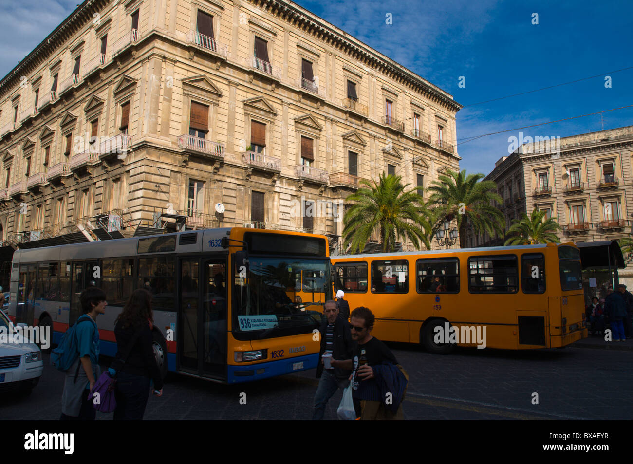 Buses on Via Etnea the main street in central Catania Sicily Italy ...
