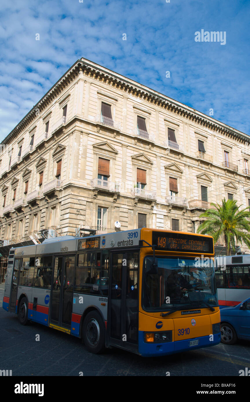 Buses on Via Etnea the main street in central Catania Sicily Italy ...