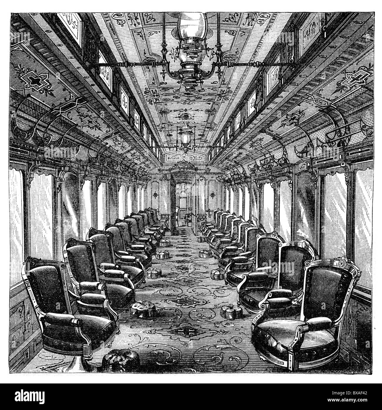 Train seats interior Black and White Stock Photos & Images - Alamy