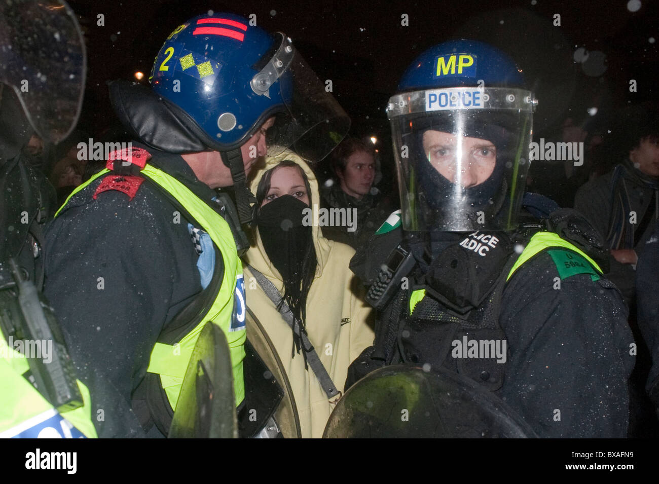 Metropolitan police officers, most in full riot protective uniform in ...