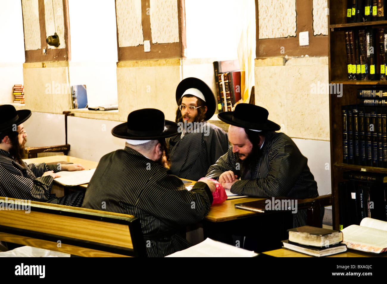 Orthodox men pray and study the bible at their Yeshiva ( school Stock ...