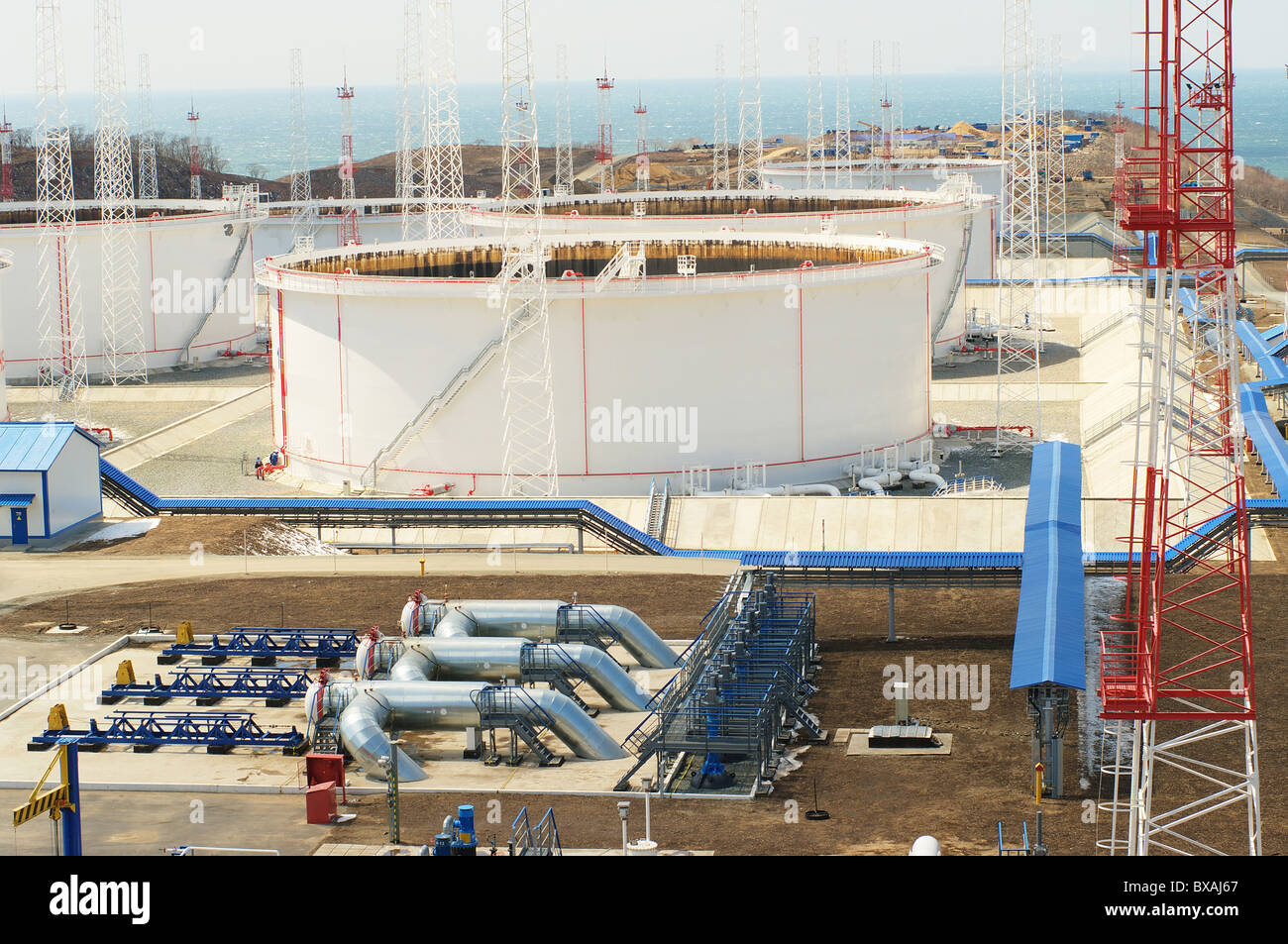 The petrochemical terminal for loading of chemicals on a vessel Stock ...