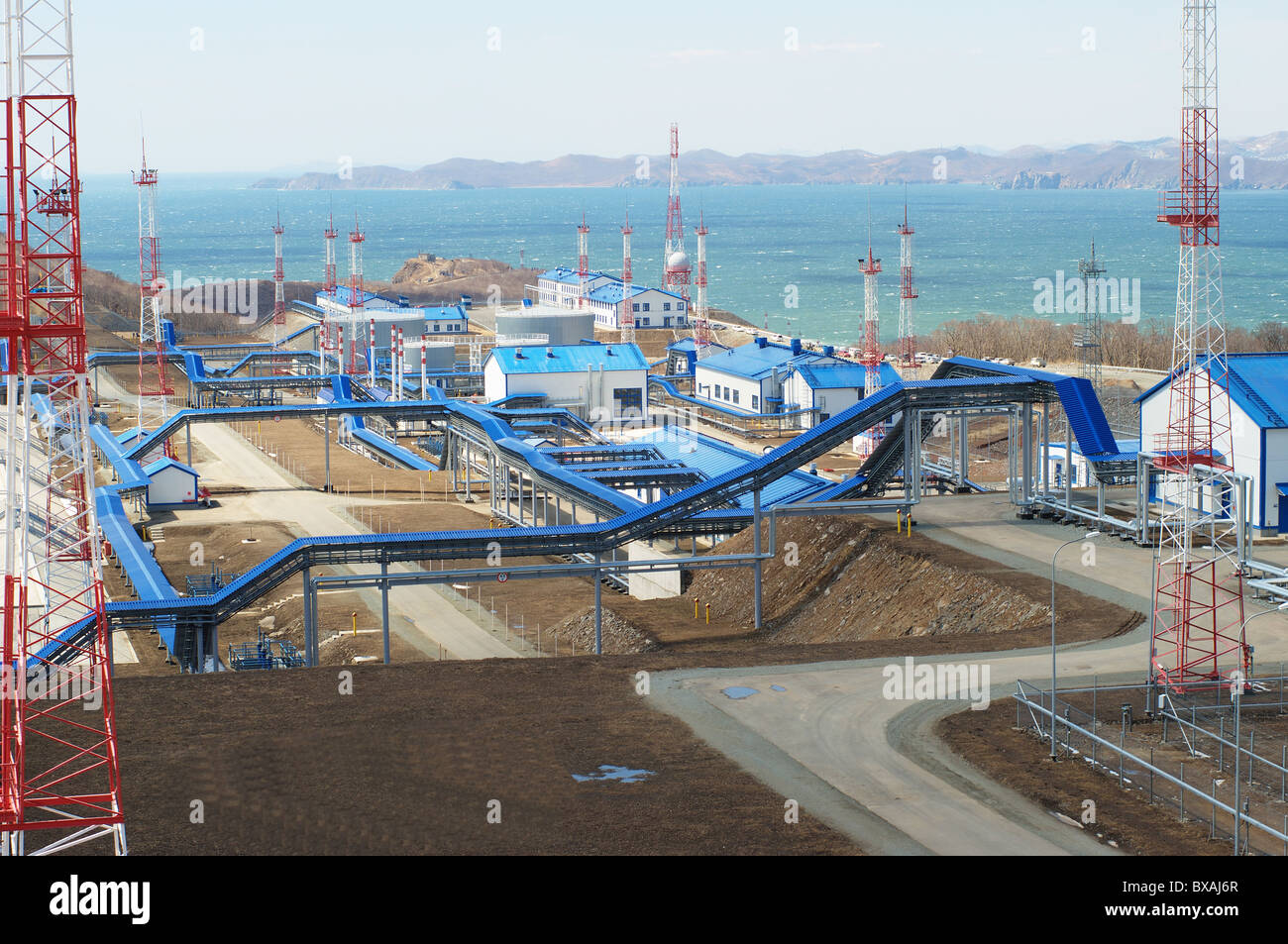 The petrochemical terminal for loading of chemicals on a vessel Stock ...