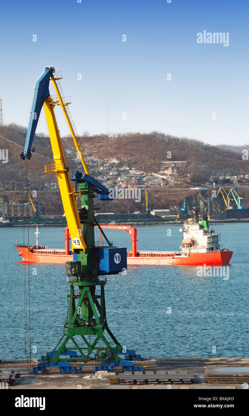 Nahodkinsky sea trading port a site Cape Astafeva the loading crane ...