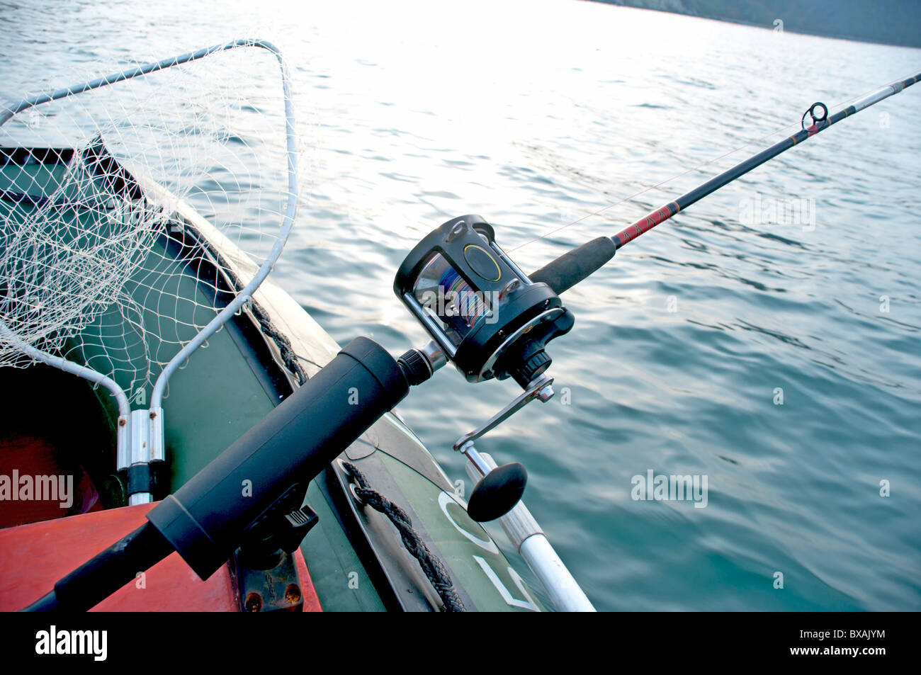 Fishing on the sea trolling from a boat Stock Photo - Alamy