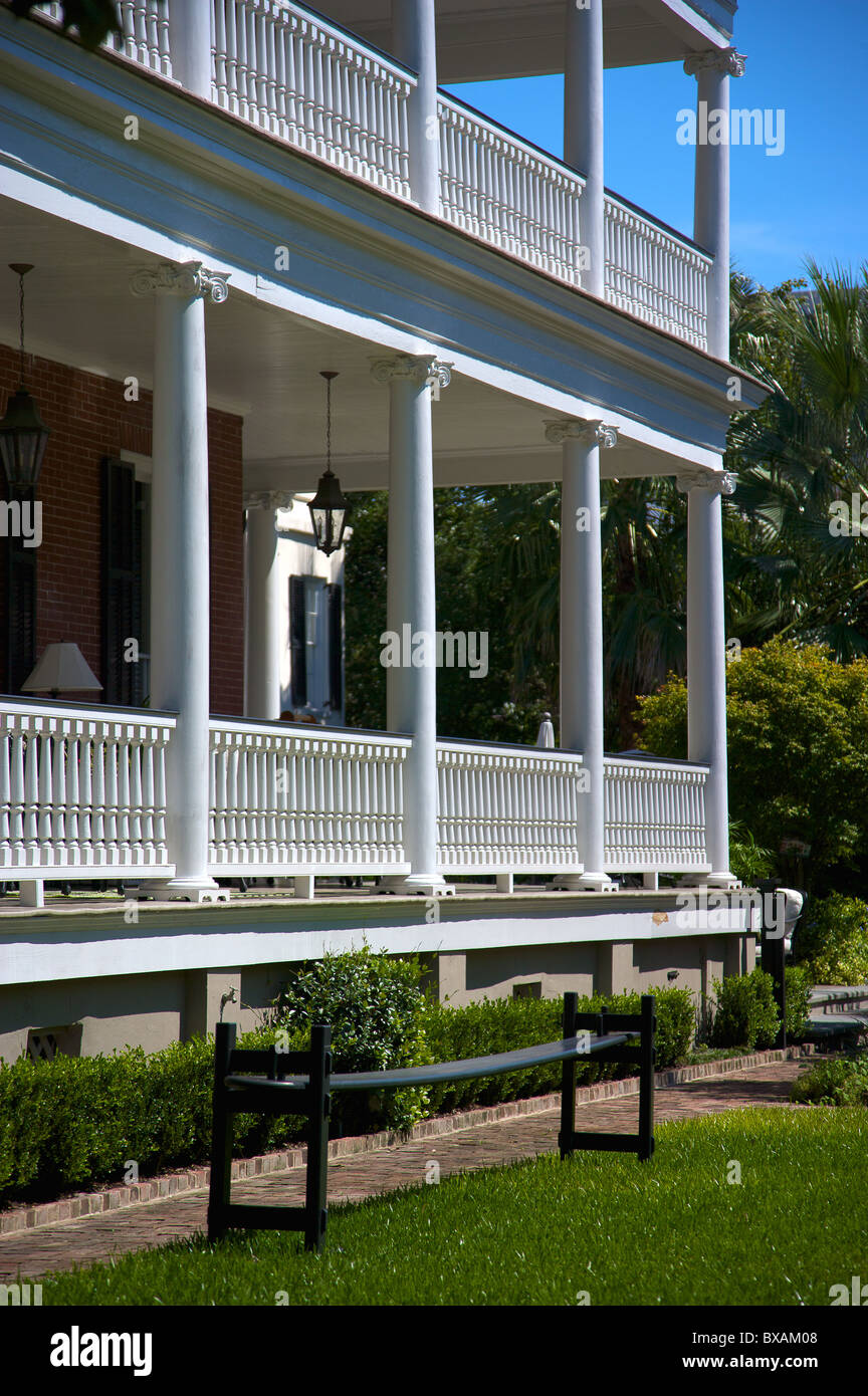 Traditional joggling board in front of a historic home in Charleston ...