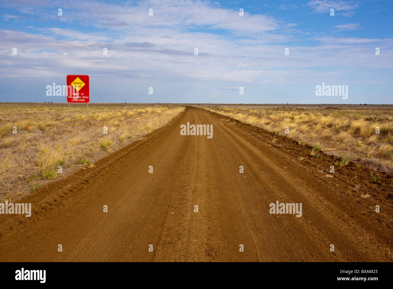 Empty outback road near the Kennedy Development Road between Winton to ...