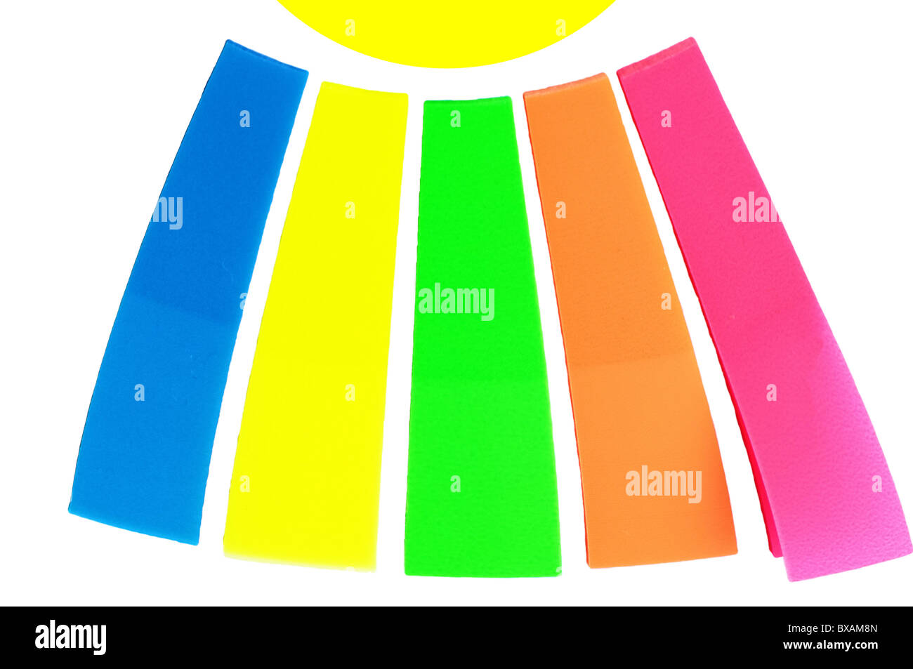 Stickers spread out by beams simulating the sun hi-res stock ...