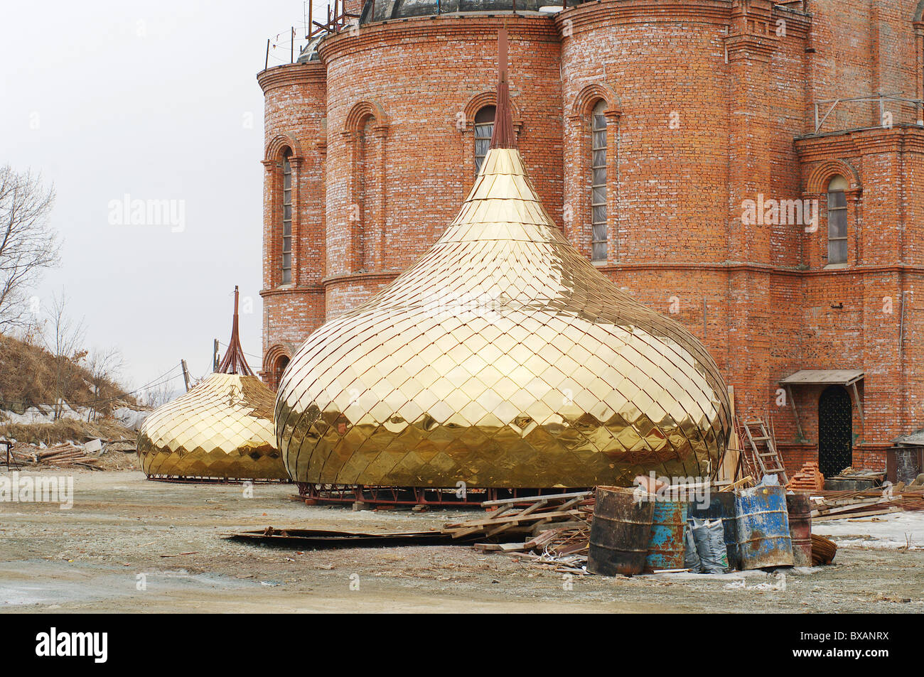 Church domes of Christian church before a raising on a tower Stock ...