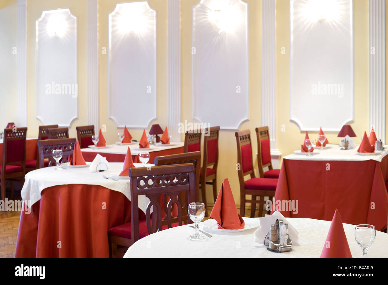 Restaurant interior red white colours hi-res stock photography and ...