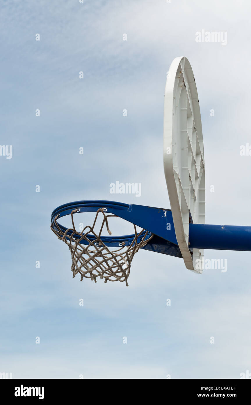 A basketball hoop and backboard in an outdoor playground Stock Photo ...