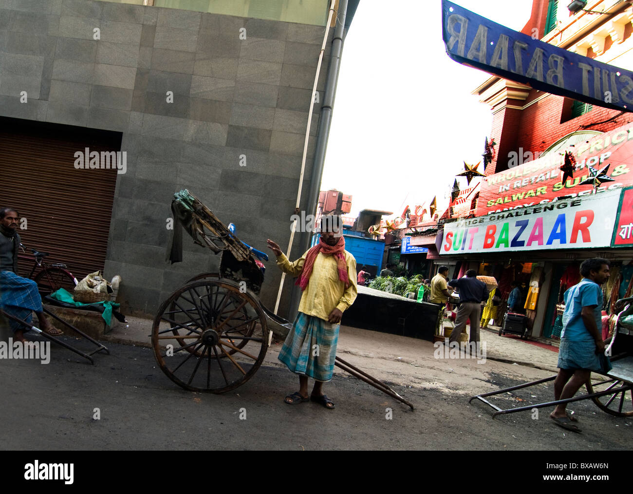 Hand pulled rickshaws are still in use in the streets of Kolkata Stock ...