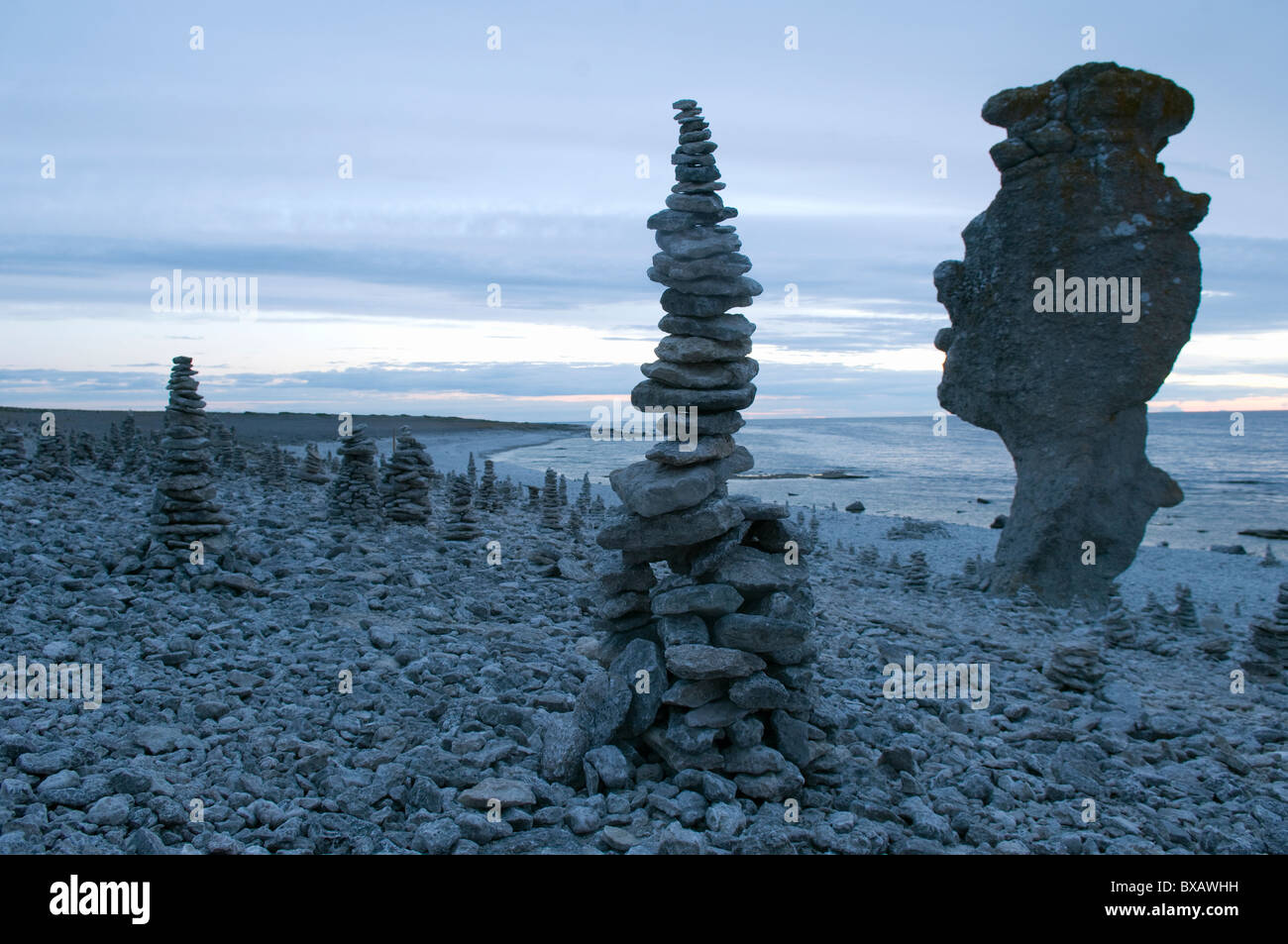 Limestone pillar and stack of rocks on beach Stock Photo - Alamy